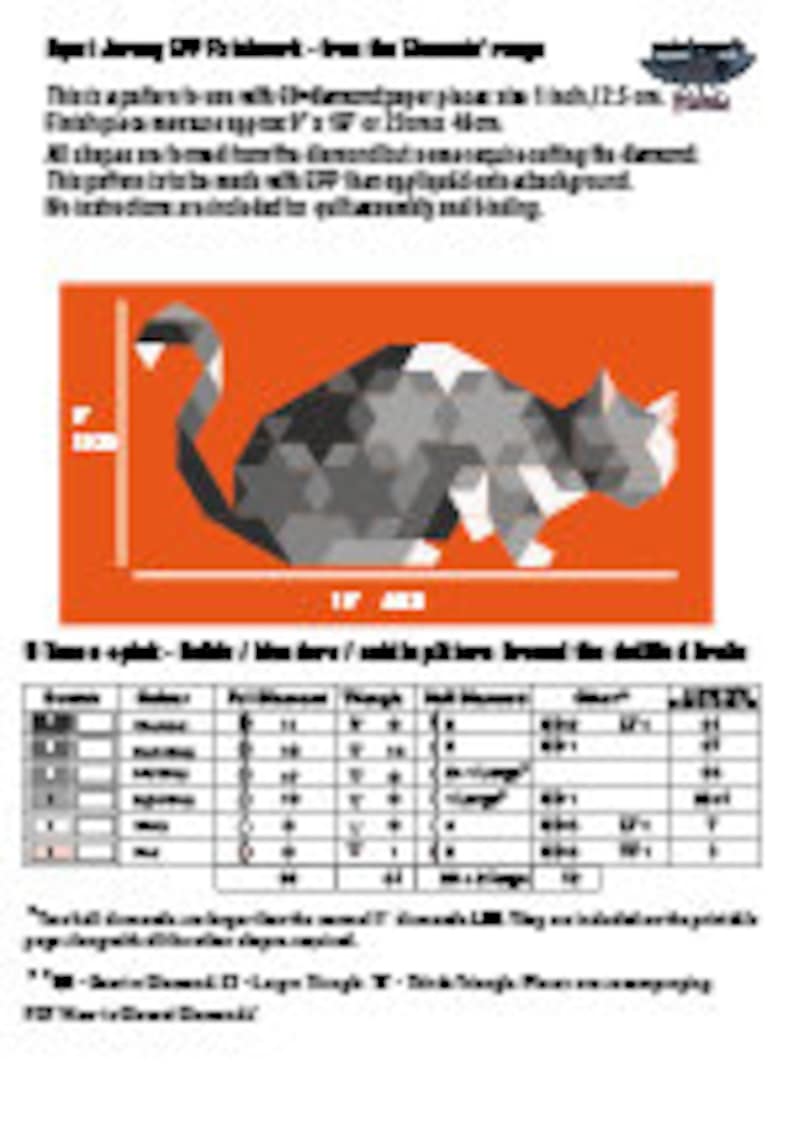 Cat 'squat Jeremy' EPP Patchwork Pattern PDF Digital - Etsy