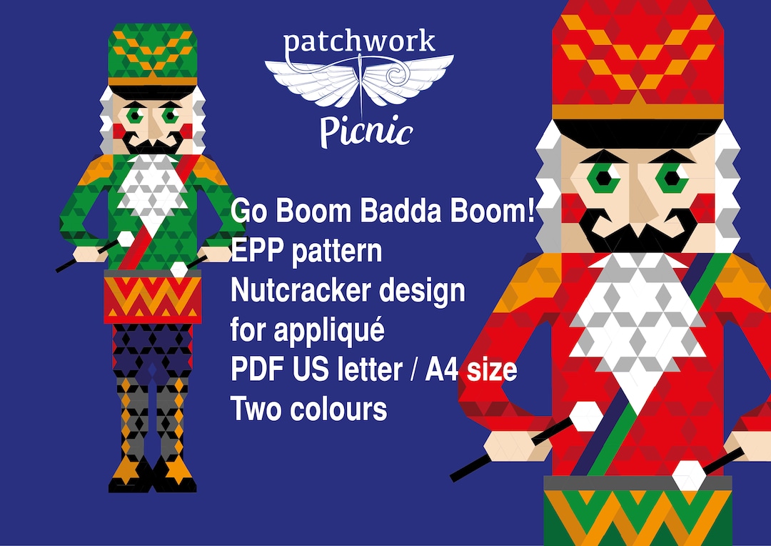Going Boom Badda Boom Drummer Nutcracker EPP Pattern PDF - Digital ...