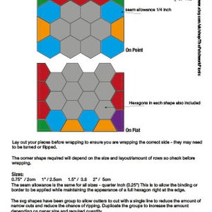 SVG A4 Files EPP Edge Hexagon Shapes With Seam Allowance - 4 Sizes - Etsy