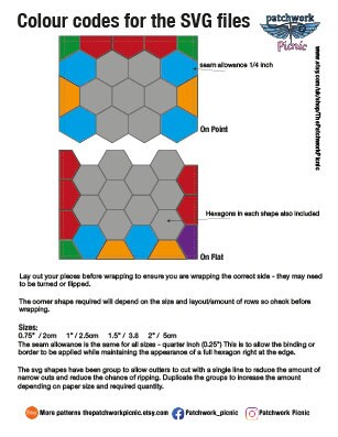 SVG US Letter Files EPP Edge Hexagon Shapes With Seam Allowance - 4 ...