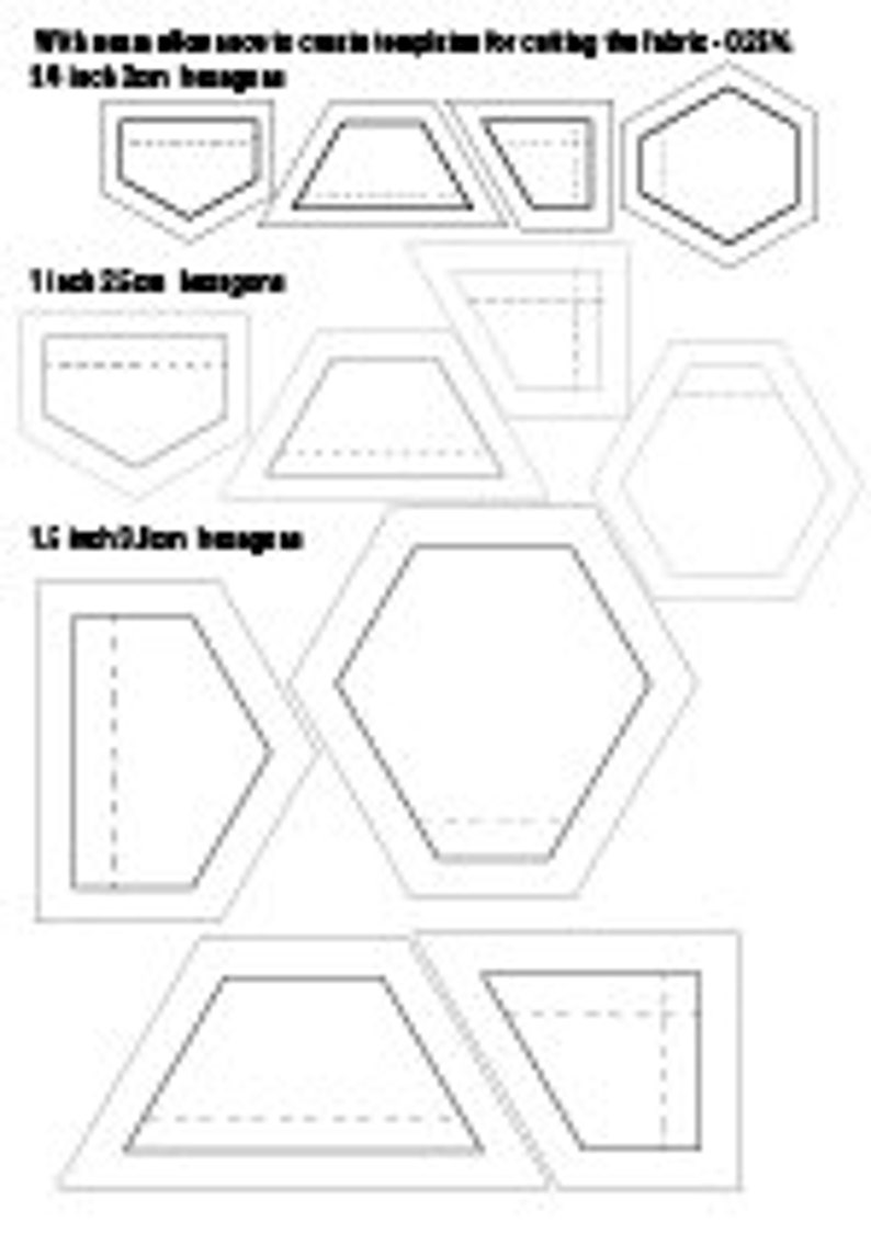 EPP Edge Hexagon Shapes With Seam Allowance 4 Sizes PDF Print and Cut ...