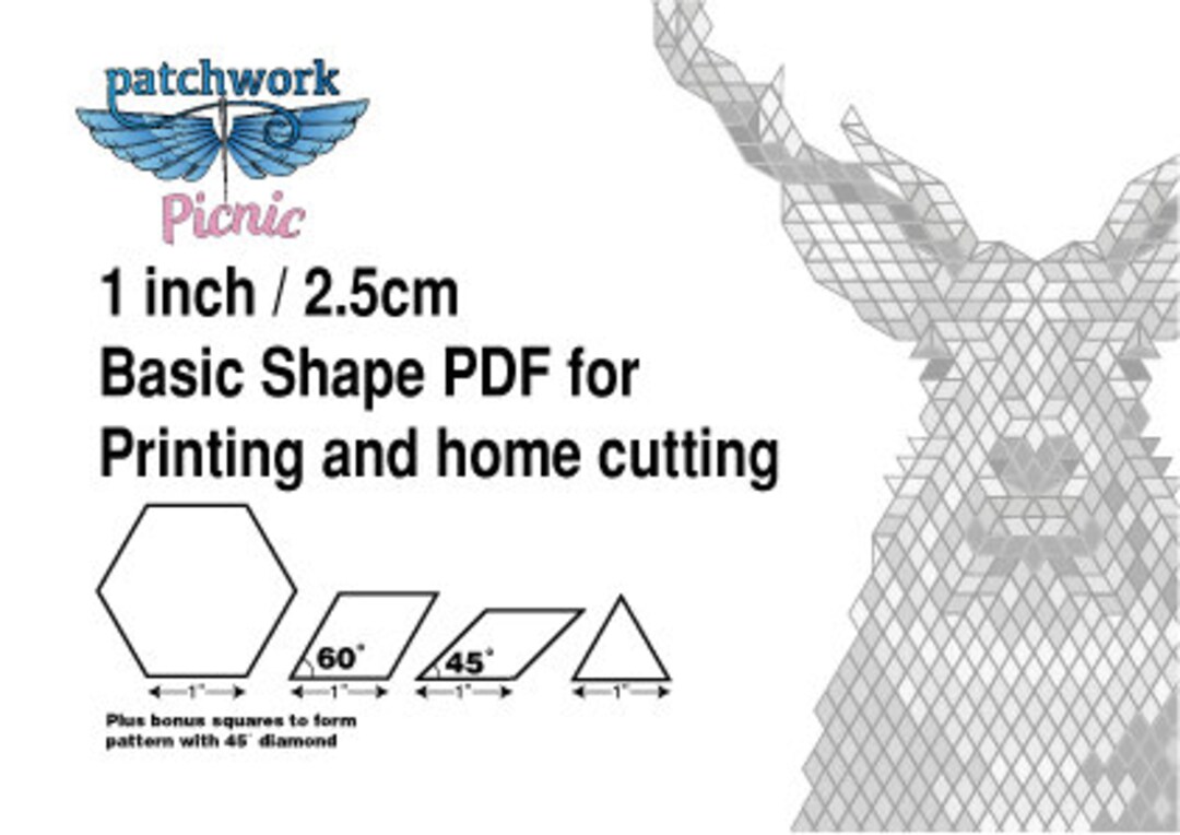 1” EPP Diamonds & Hexagon (2.5cm) Printable Templates for EPP - PDF ...