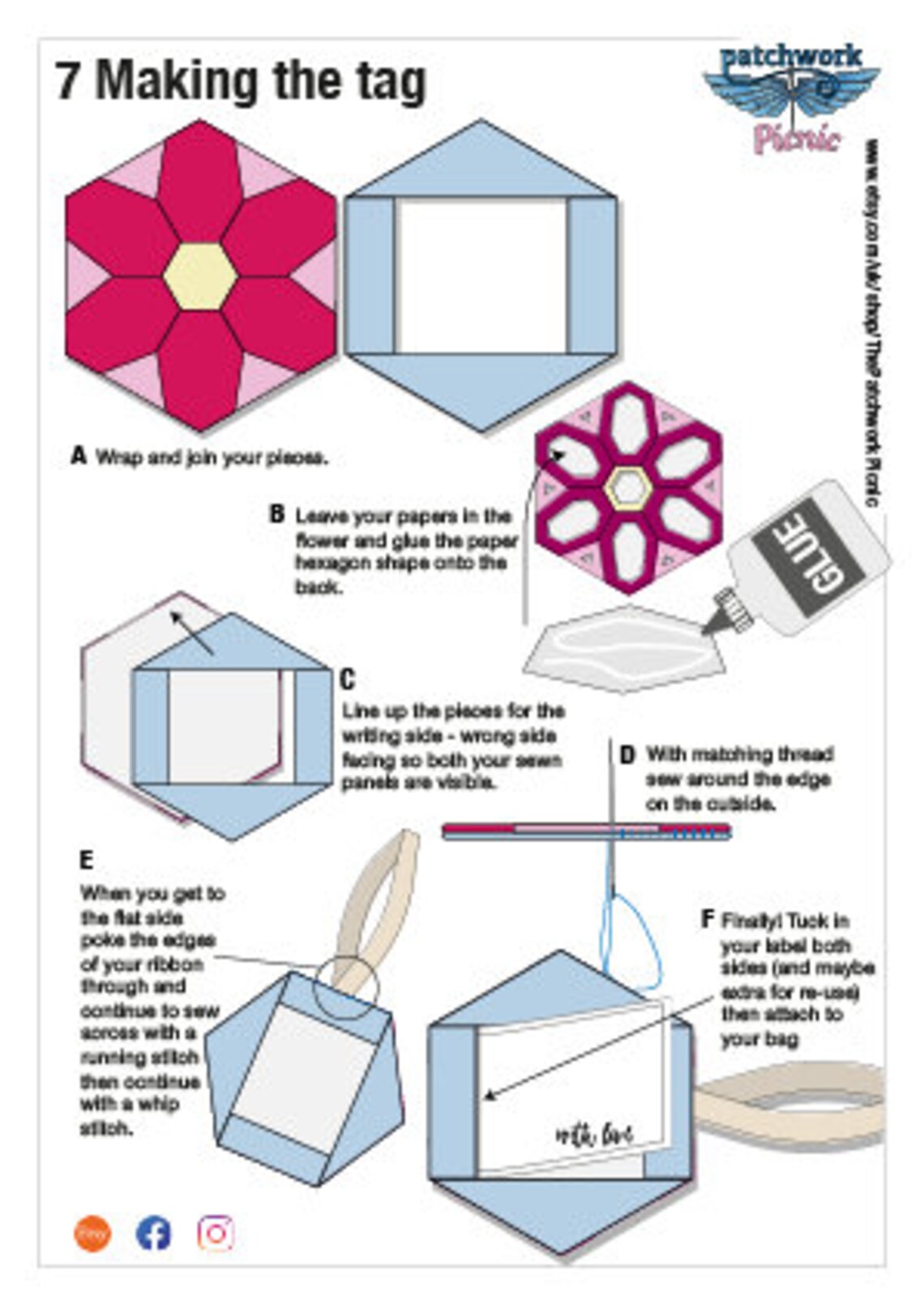 2 Beginner Drawstring EPP Gift Bag Patterns and Tag - PDF Download - Etsy