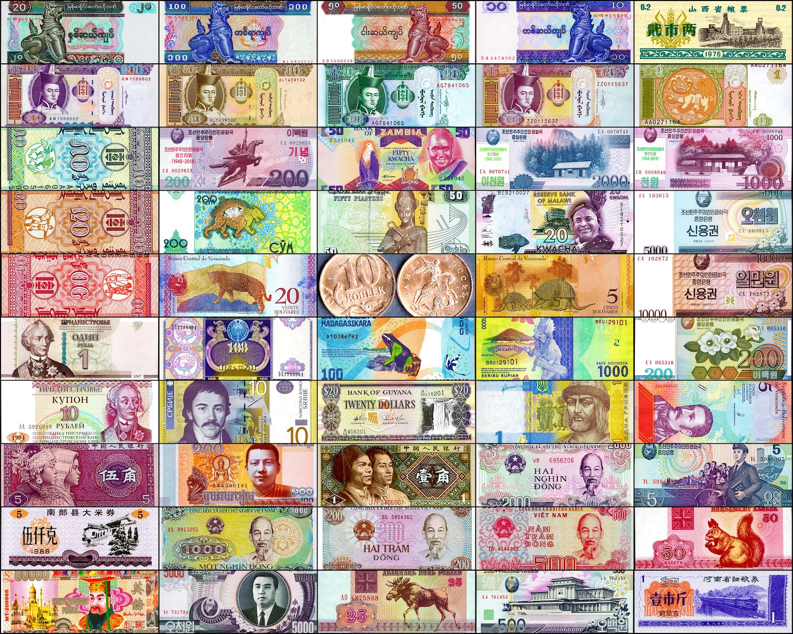 Lot 50 Different Types World Currency Paper Money Coin & | Etsy