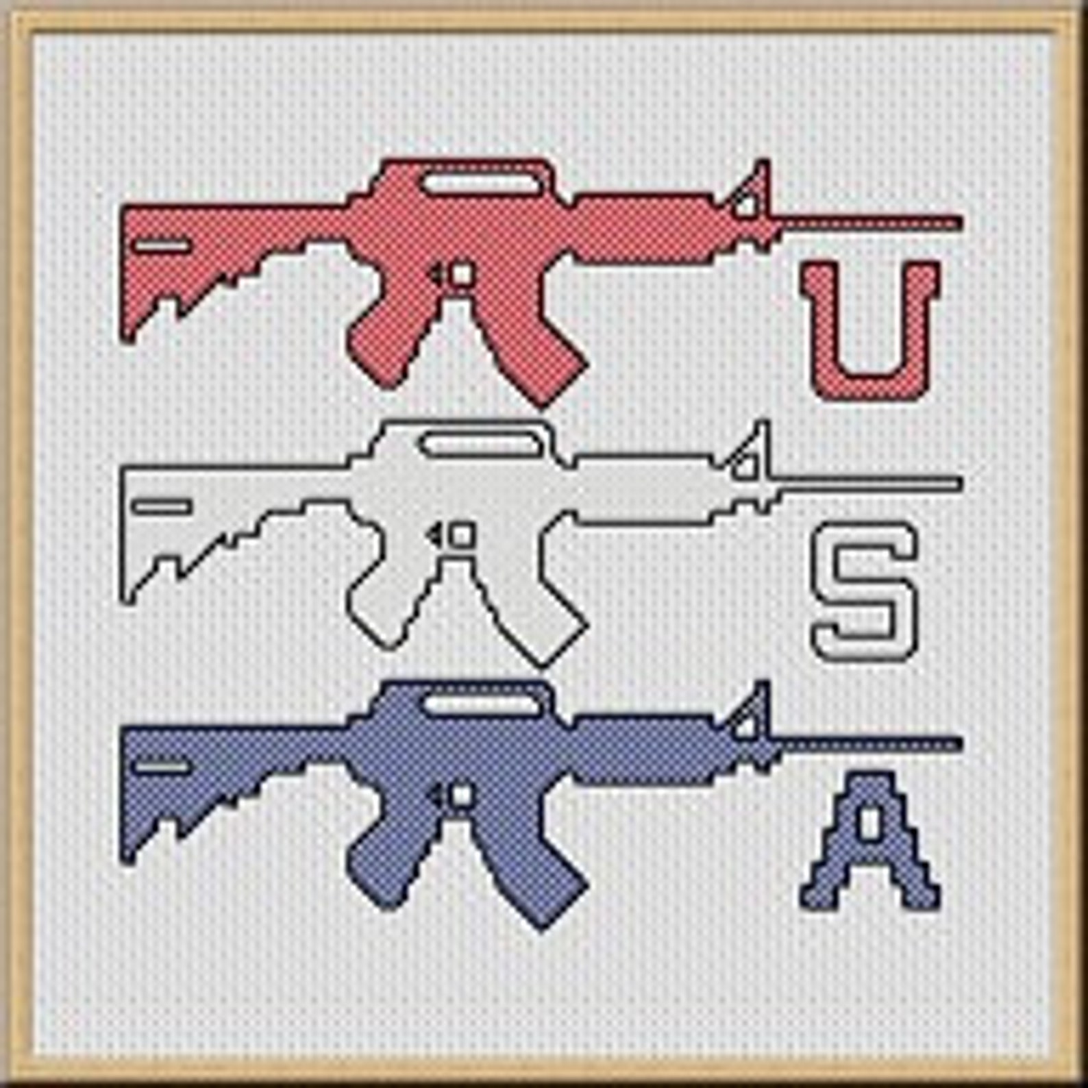 USA Cross Stitch Pattern PDF - AR-15 Gun Rifle Firearm Embroidery - Etsy