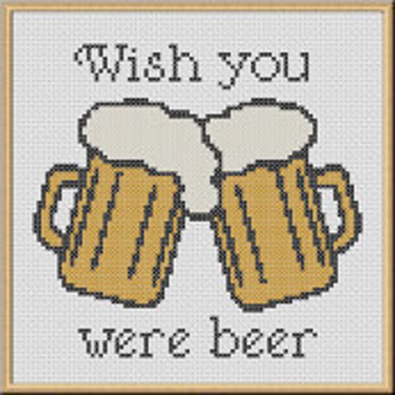 Wish You Were Beer Cross Stitch Pattern PDF Beer Embroidery - Etsy