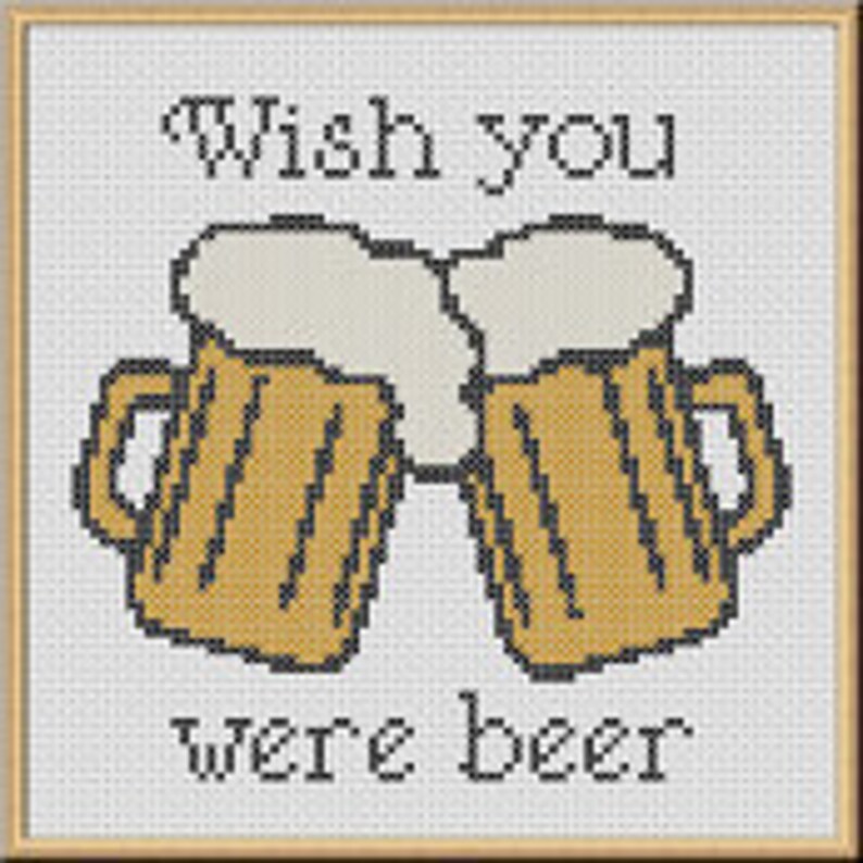 Wish You Were Beer Cross Stitch Pattern PDF Beer Embroidery - Etsy