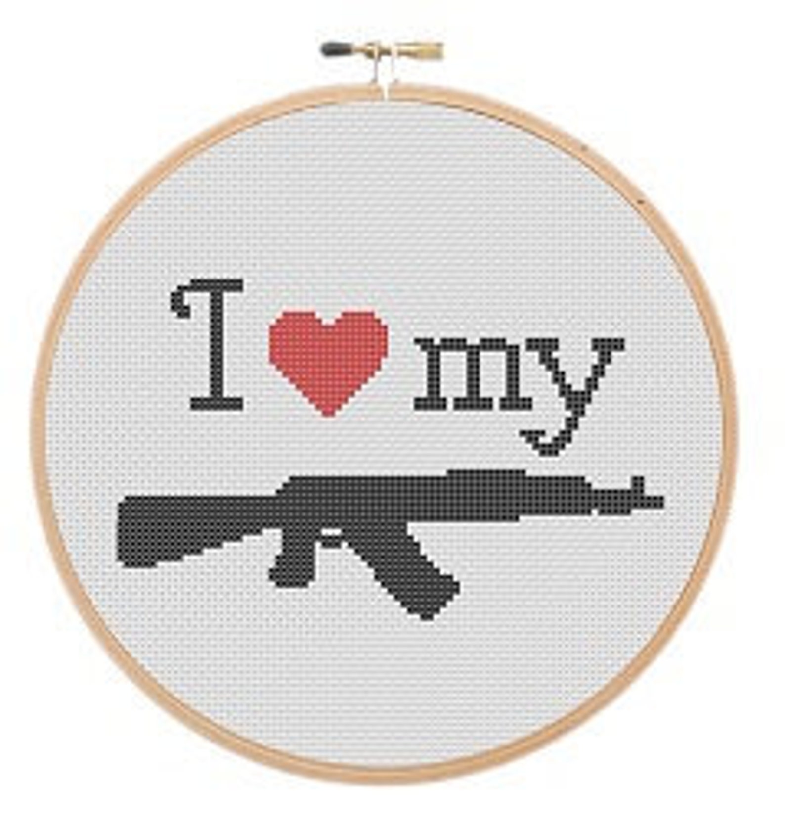 I Love My AK-47 Cross Stitch Pattern PDF - AK47 Gun Rifle Firearm ...