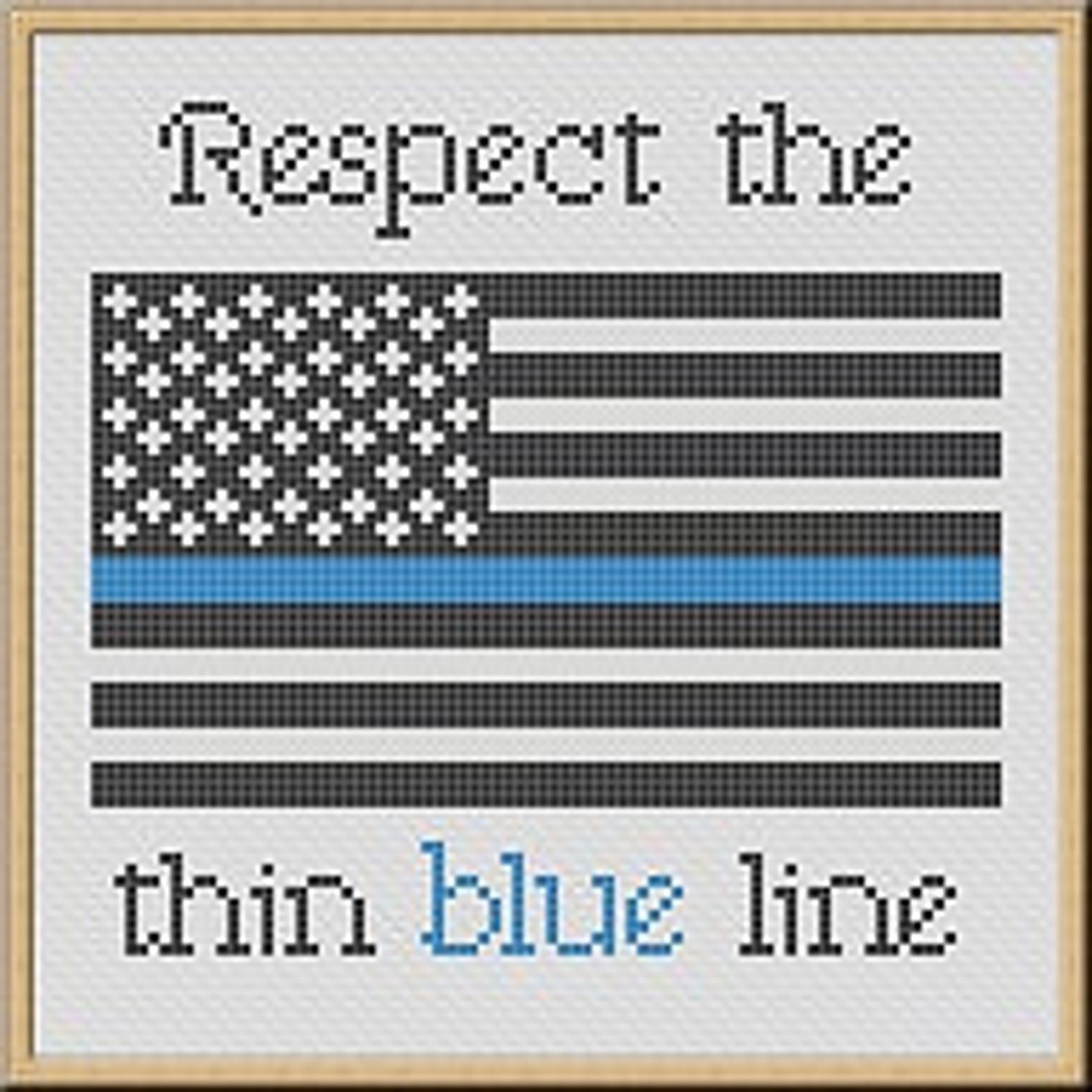 Thin Blue Line Cross Stitch Pattern PDF - Respect Our Police Force ...