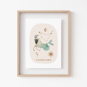 Capricorn Wall Art Print Watercolor Capricorn Print - Etsy