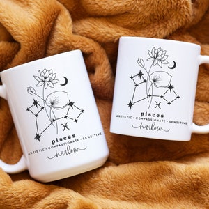 Pisces Personalized Mug | Pisces Zodiac Mug | Pisces Constellation Mug ...