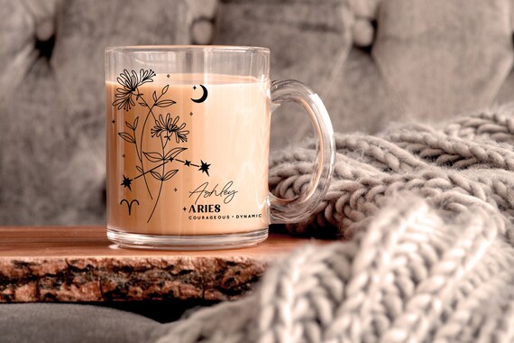 Aries Constellation and Birth Flower Mug Aries Personalized - Etsy