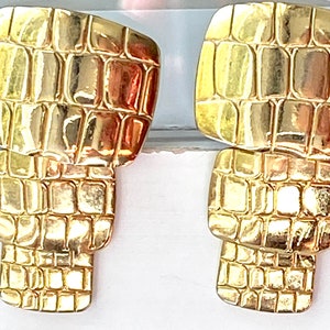 Vintage Earrings Signed Avon 80s Crocodile Look Dangle Gold Tone ...