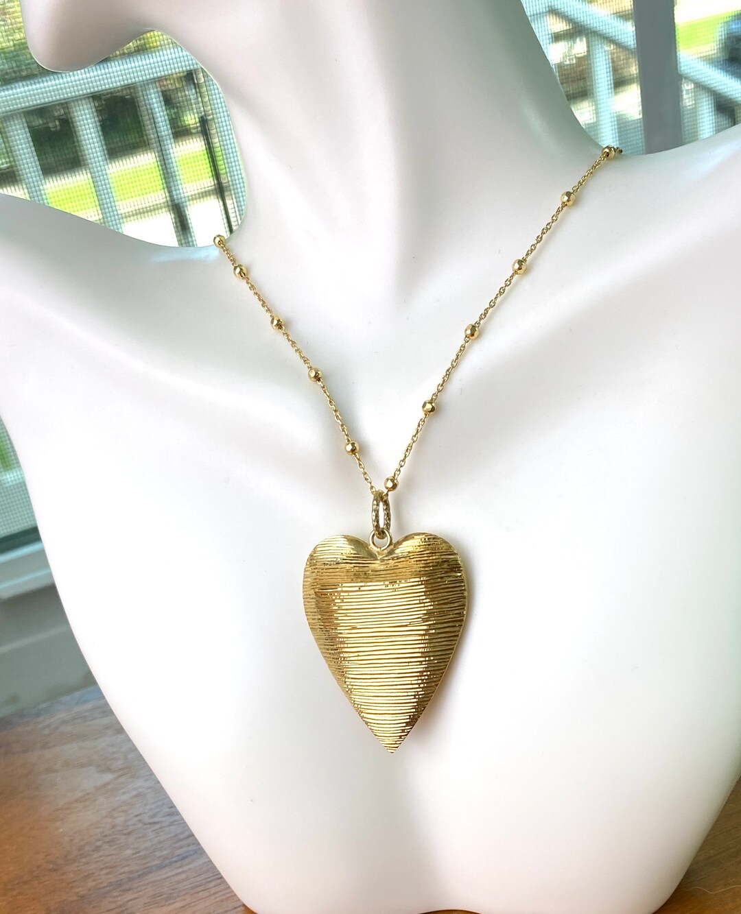 Puff Heart Diamond Cut Heart Pendant Necklace, Italy Sterling Chain ...