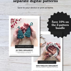 DIY Macrame Pattern BUNDLE | Two Easy Christmas Ornament Instructions ...