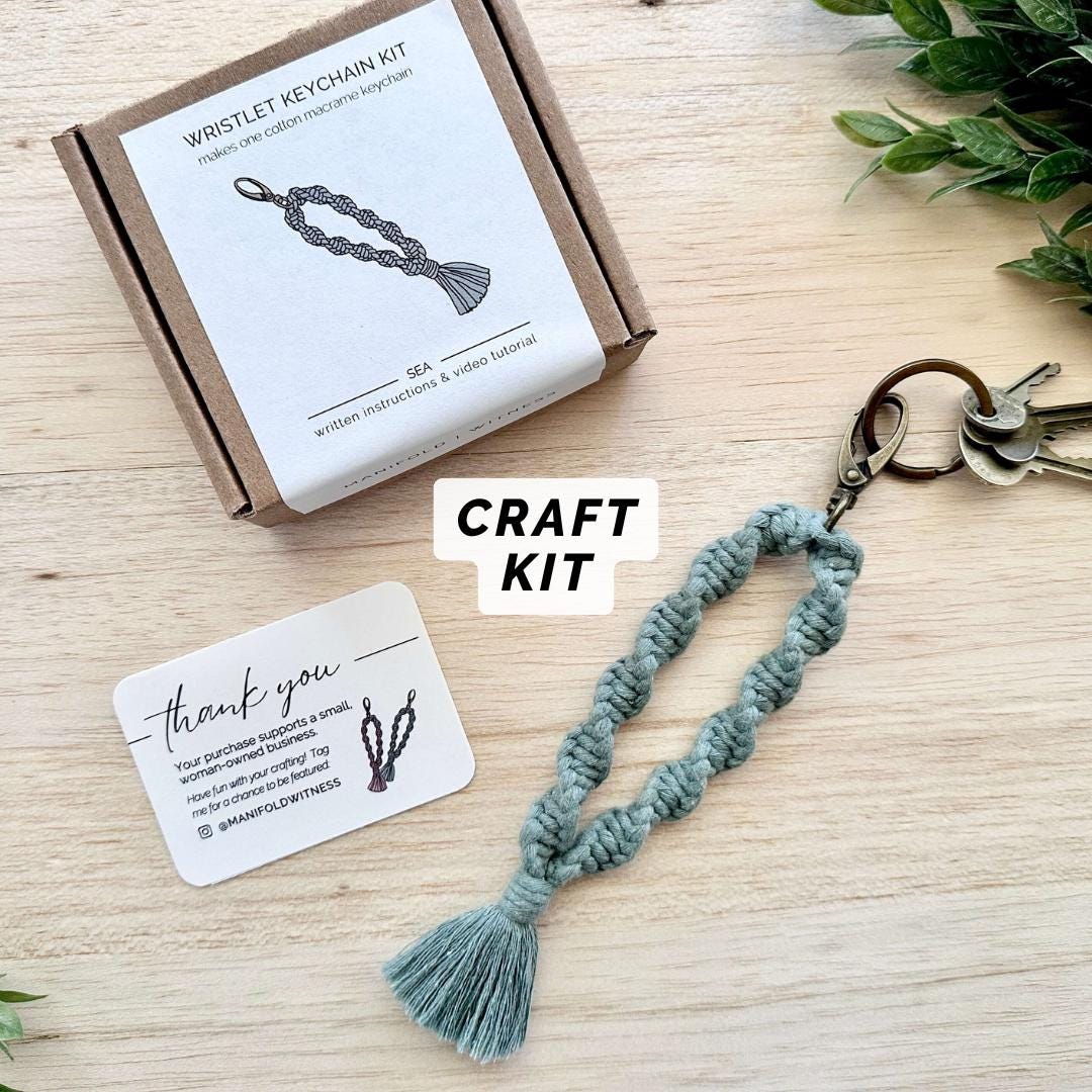 DIY Kit Macrame Kit With Pattern Wristlet Keychain DIY Crafts for ...
