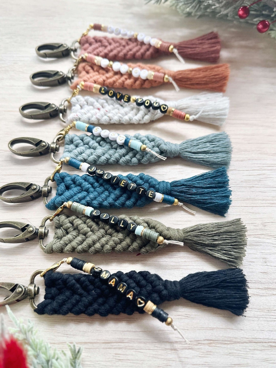 Personalized Name Keychain Set Custom Initials Monogram Bridesmaid Gift ...