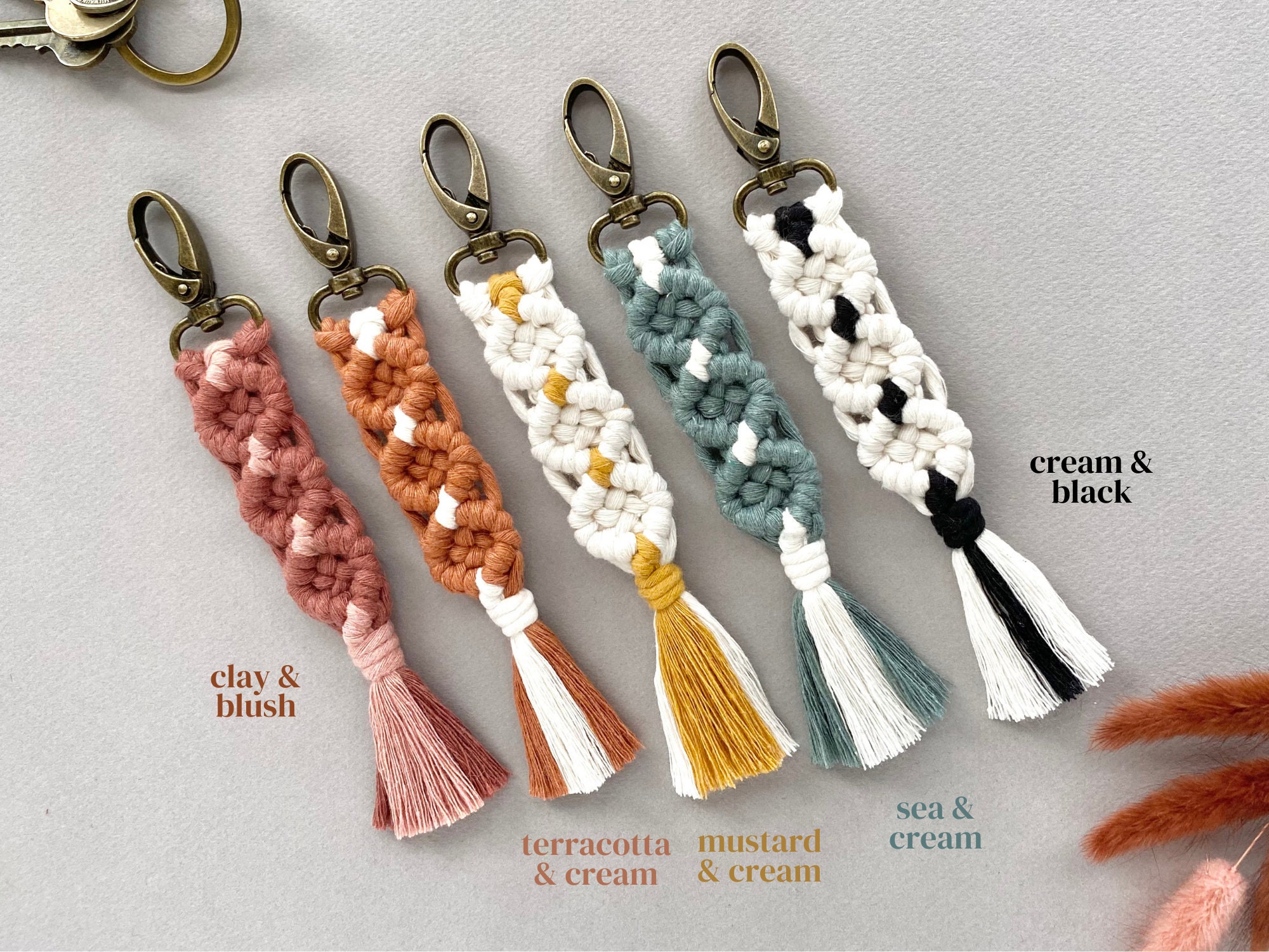 Macrame Keychain Boho Backpack Charm Woven Keychain Eco | Etsy