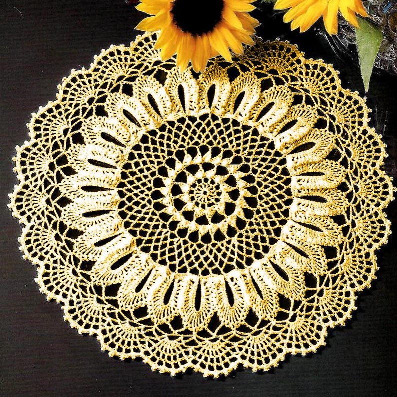 Vintage Crochet Pattern Round Placemat Crochet Table Mat Crochet Doily Crochet Table Center ...