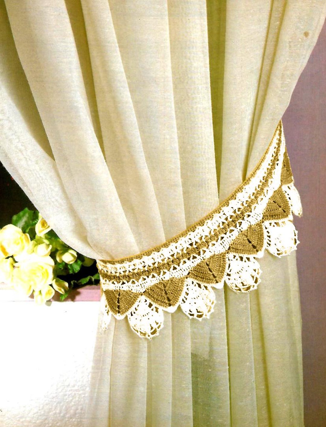 Crochet Pattern Tieback Crochet Curtain Tiebacks Crochet Tie Back ...