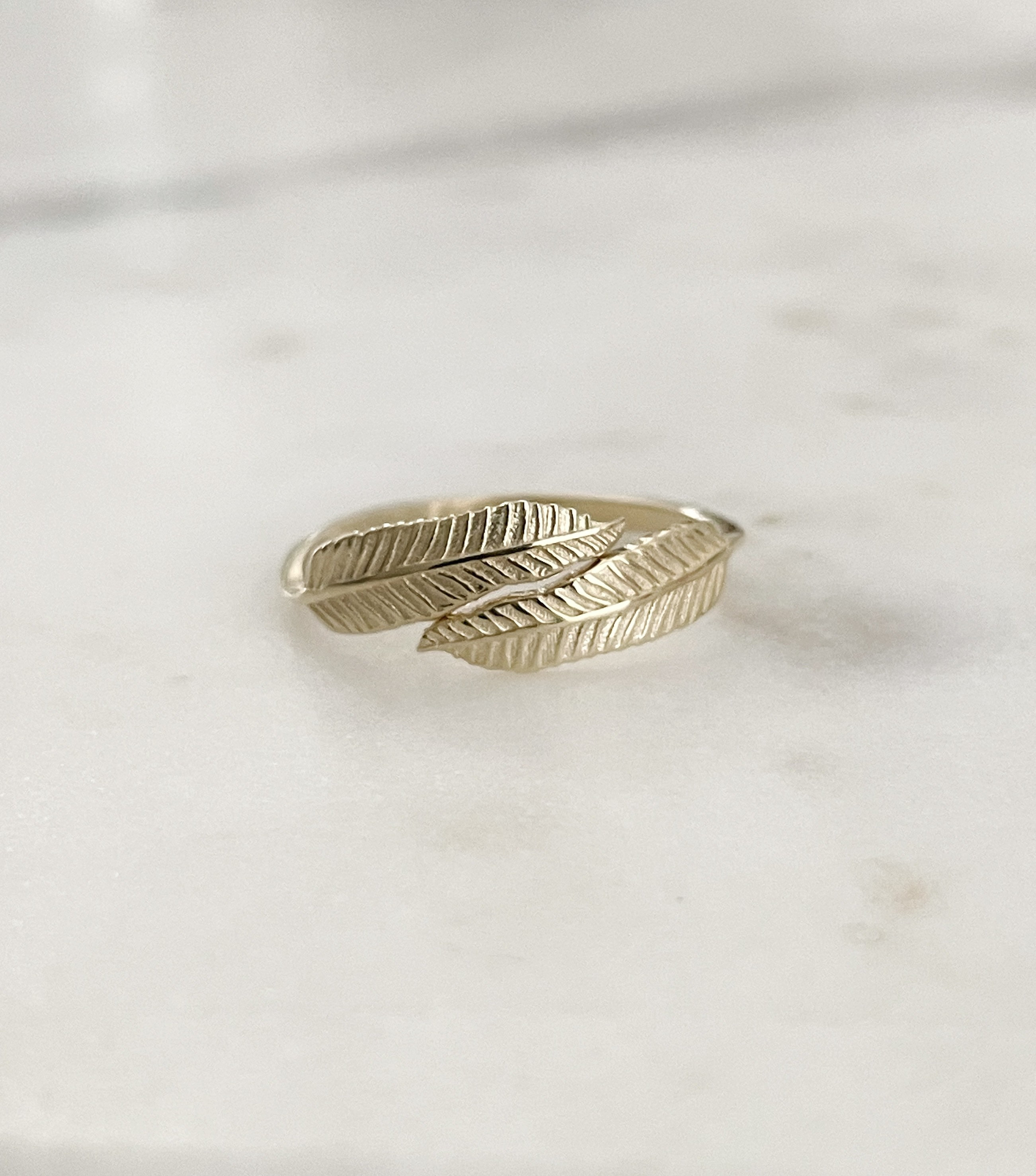 14K Double Leaf Wrap Ring - Etsy