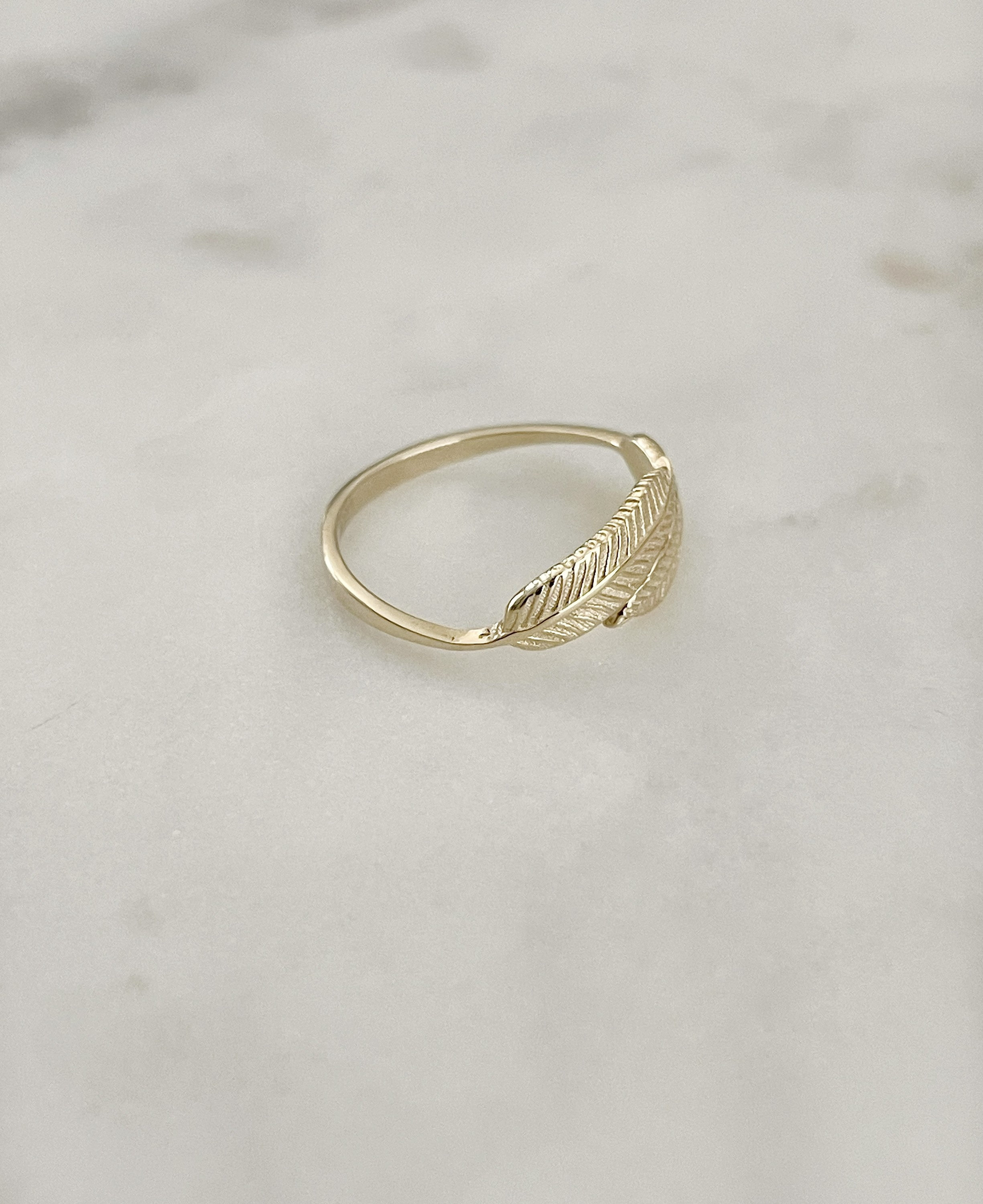 14K Double Leaf Wrap Ring - Etsy