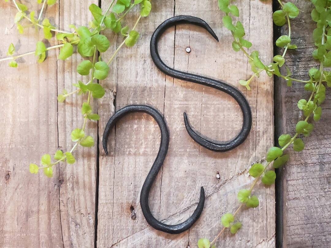 Two 4-inch S Hooks | Metal Blacksmith S Hooks | Rustic Coat Hangers ...