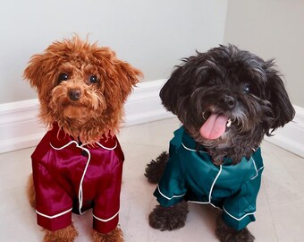 Pet Pajamas for Dogs and Cats in Red Green Pink and Blue Satin Perfect Dog Mom Gift Gifts for Pets Dog Apparel Cute Pet Clothing Etsy