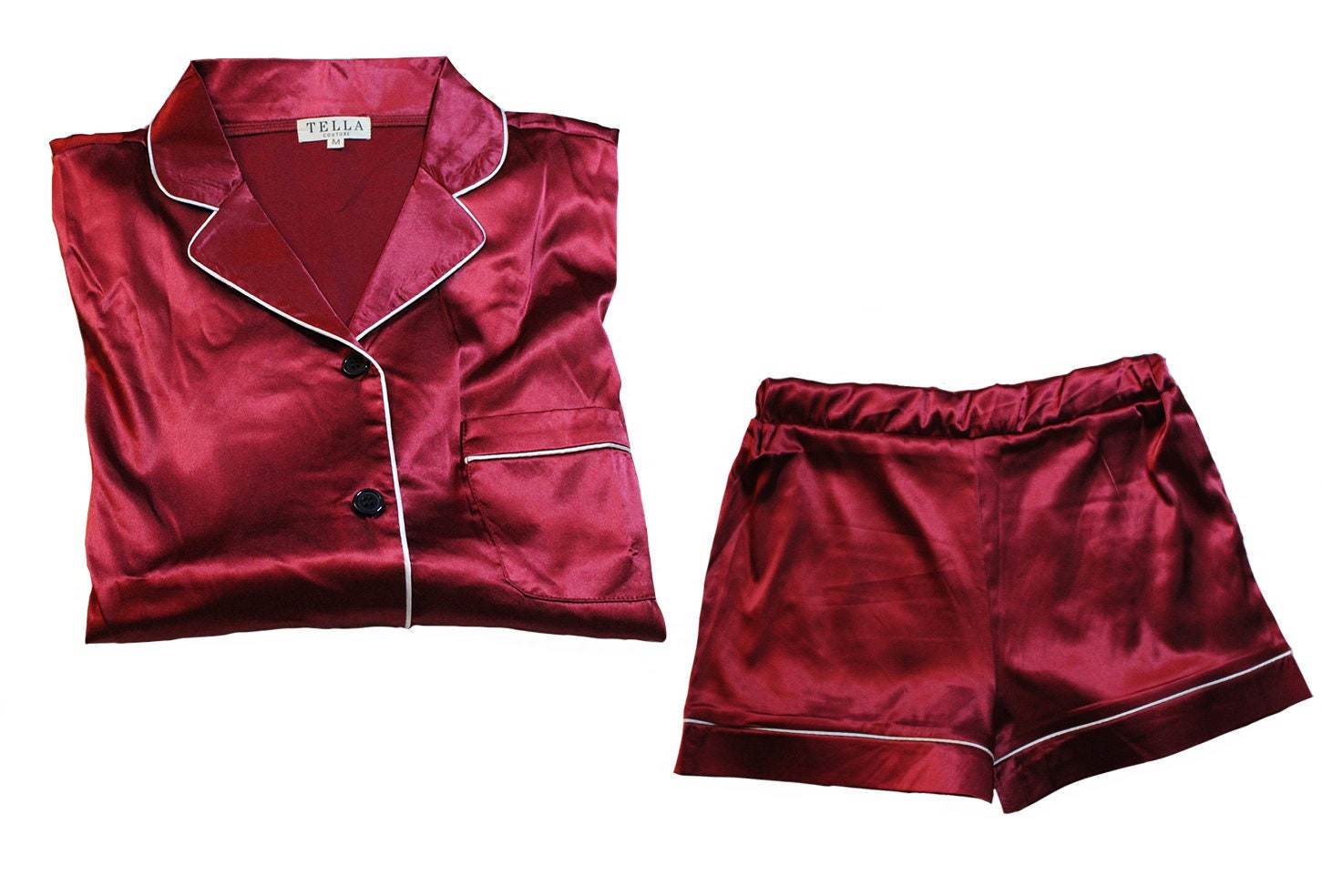 Pajamas Loungewear Set in Ruby Red Satin | Etsy