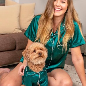 Emerald Satin Adult Pajamas | Cozy 2 Piece PJ Set | Deep Green Emerald ...