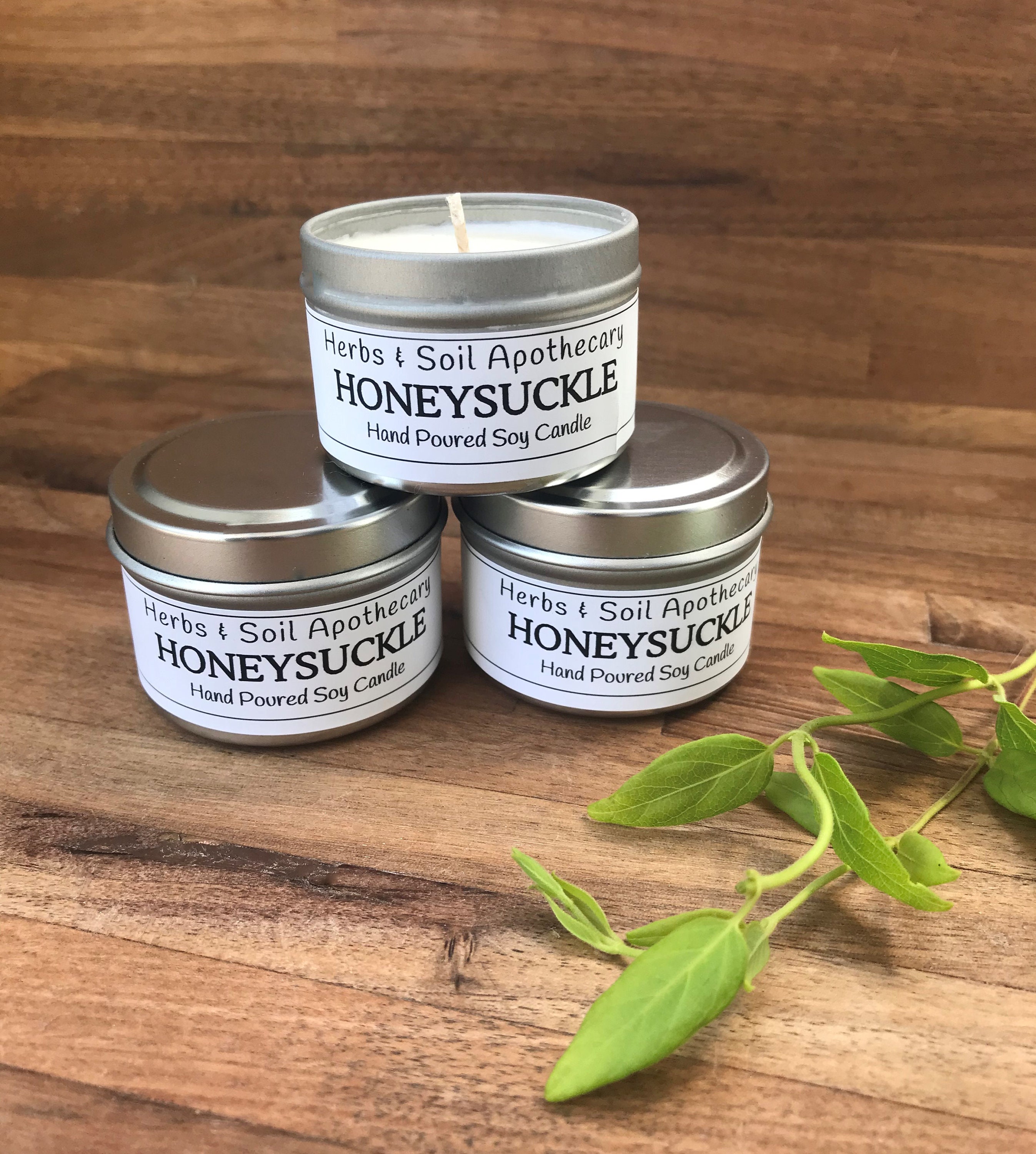 Honeysuckle Scented Candle, Natural Soy Candle, Aromatic Gift, Relaxing ...