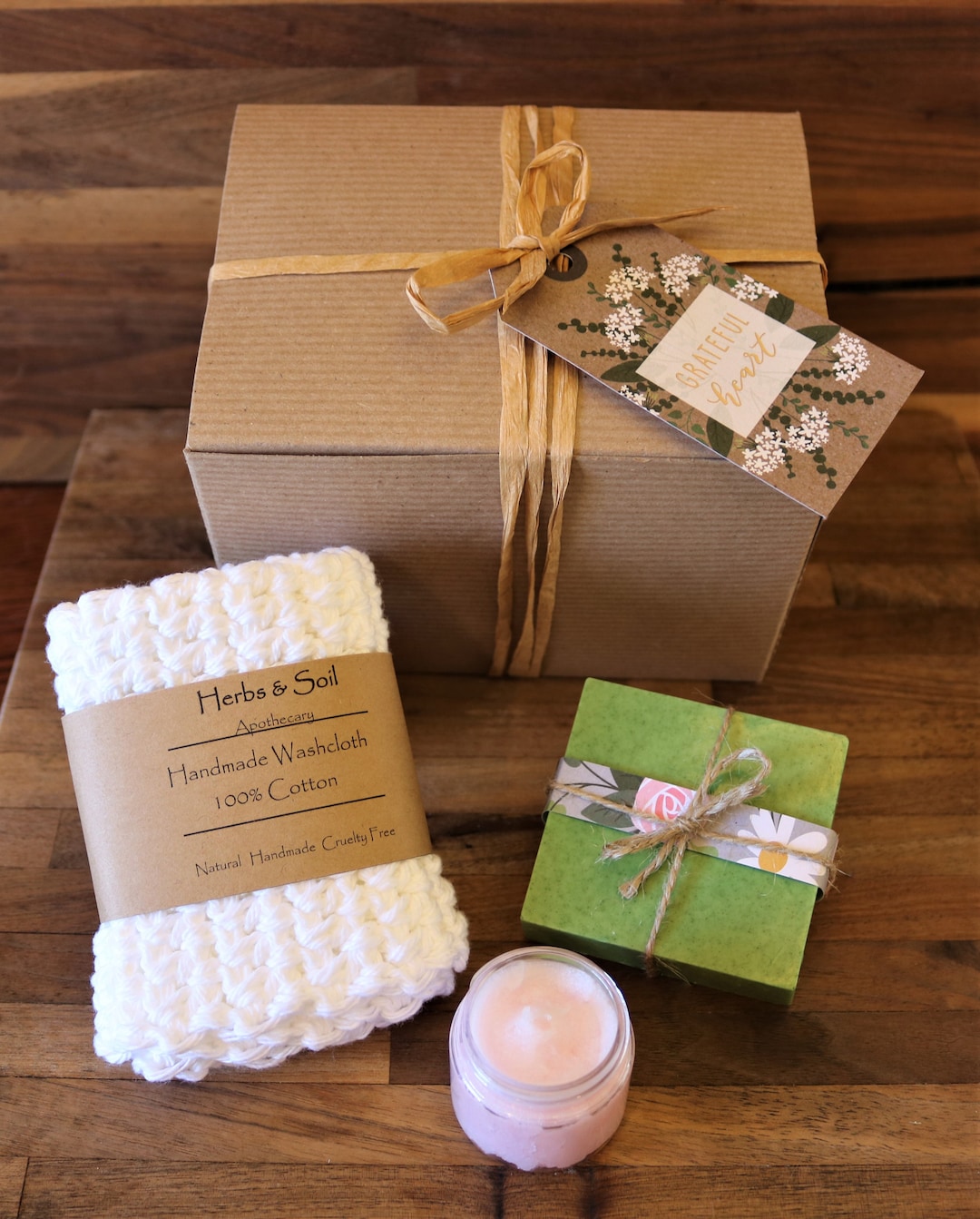 Mini Spa Day Gift Box, Natural Pine Scent Soap and Organic Sugar Cane ...