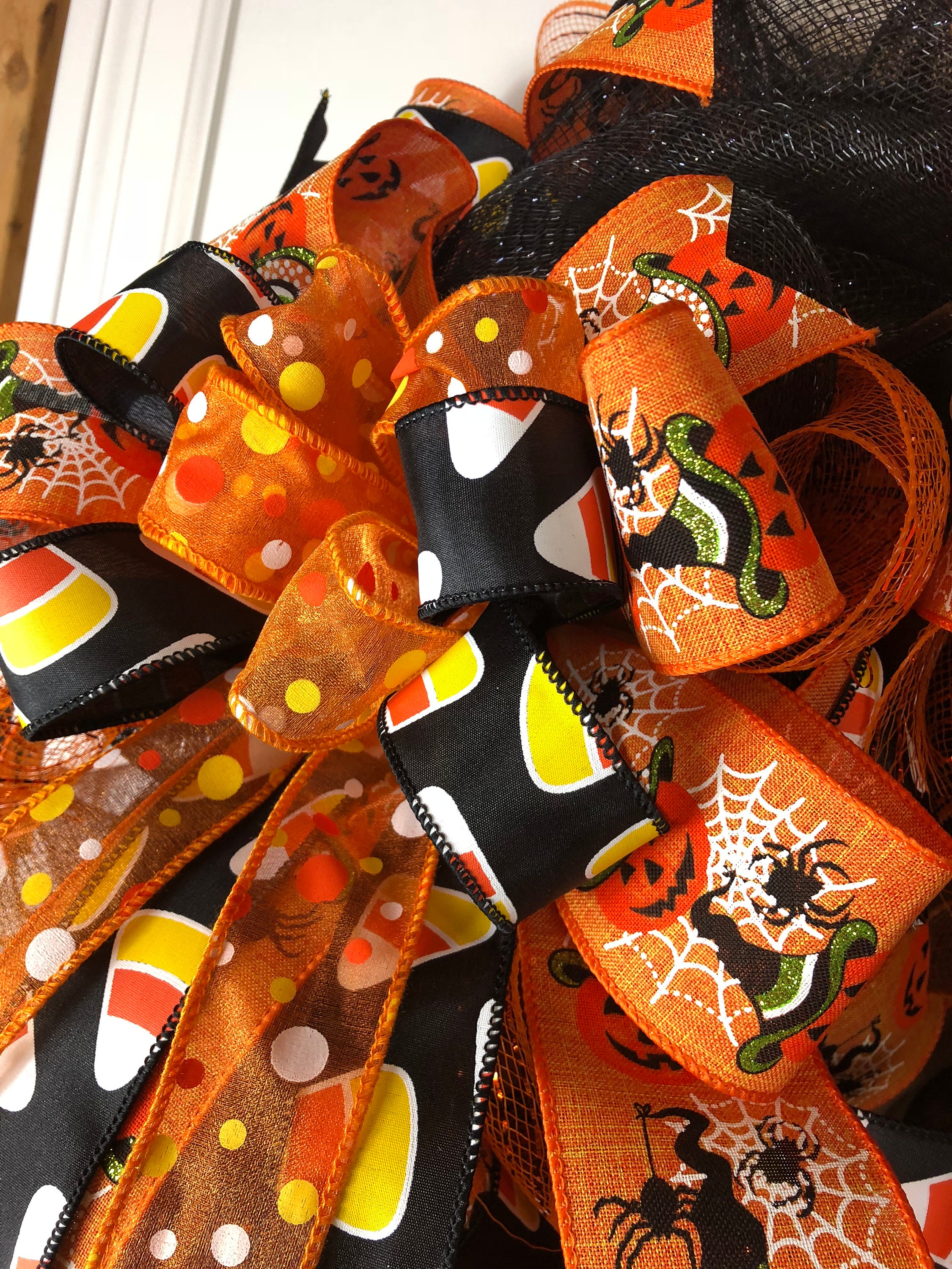 Halloween Pumpkin Wreath, Jack-o-lantern Wreath, Front Door Wreath ...