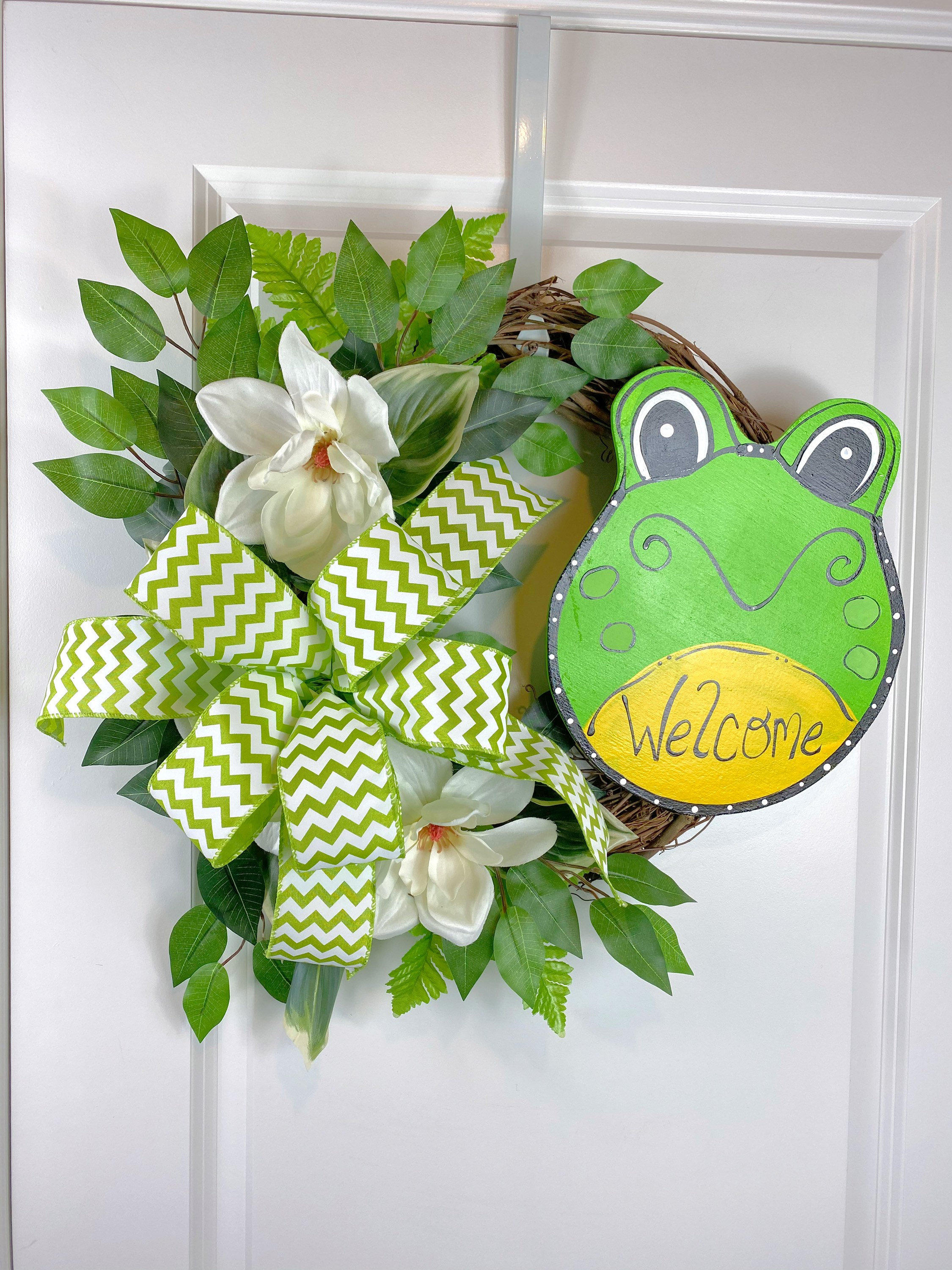 Hand Painted Frog Wreath for Summer, Best Front Door Wreath, Everyday ...