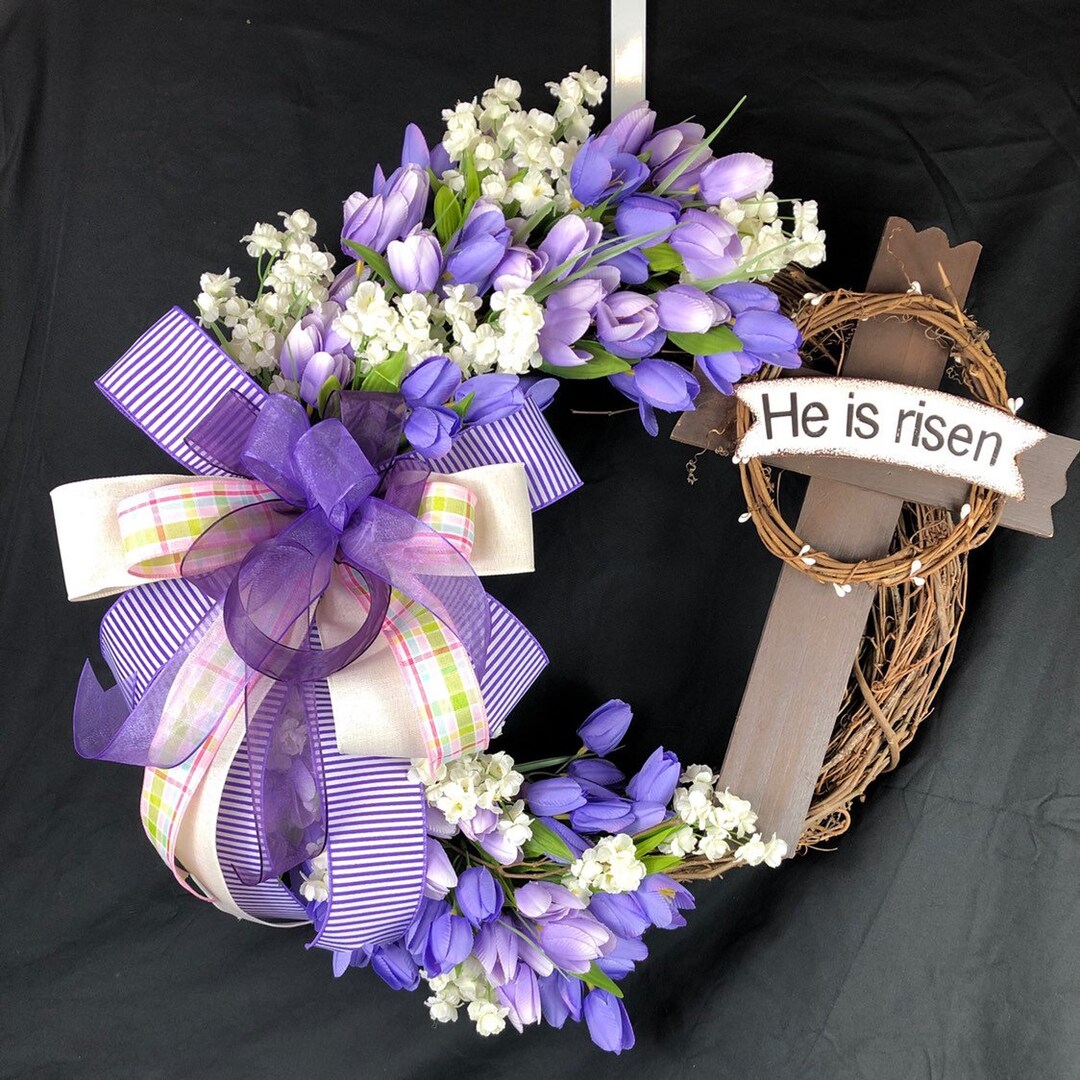 Religous Summer Wreath, Religious Wreath, Cross Wreath, Spring Wreath ...
