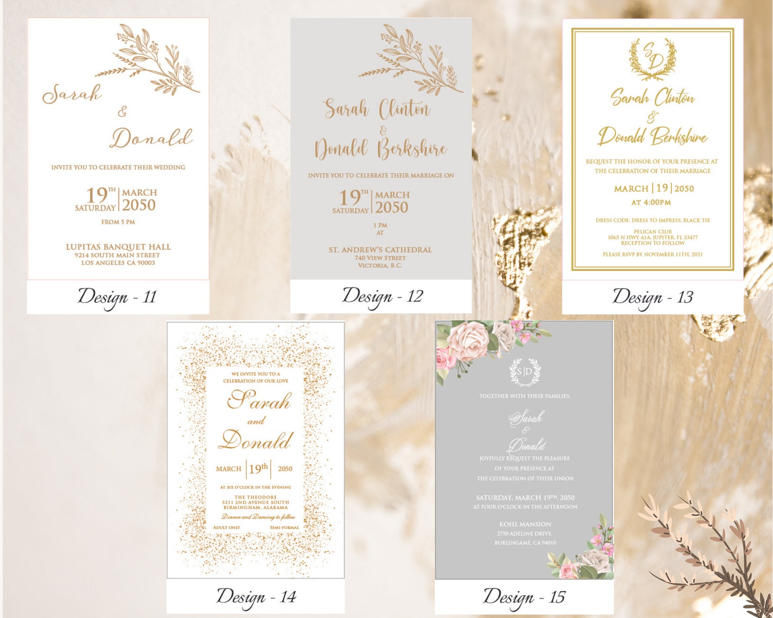 Elegant Gold Invitations Set Acrylic Invitations Wedding - Etsy