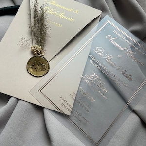Frosted Acrylic Wedding Invitations With Rose Gold Foil, Custom Elegant ...