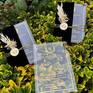 Real Velvet & Acrylic Wedding Invitation Suite, Frosted - Etsy
