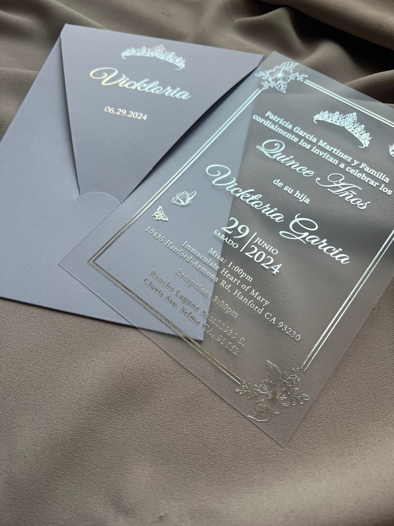 Frosted Acrylic Wedding Invitations With Rose Gold Foil, Custom Elegant ...