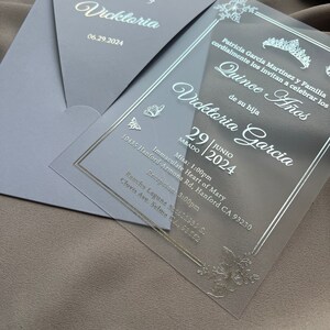 Frosted Acrylic Wedding Invitations With Rose Gold Foil, Custom Elegant ...