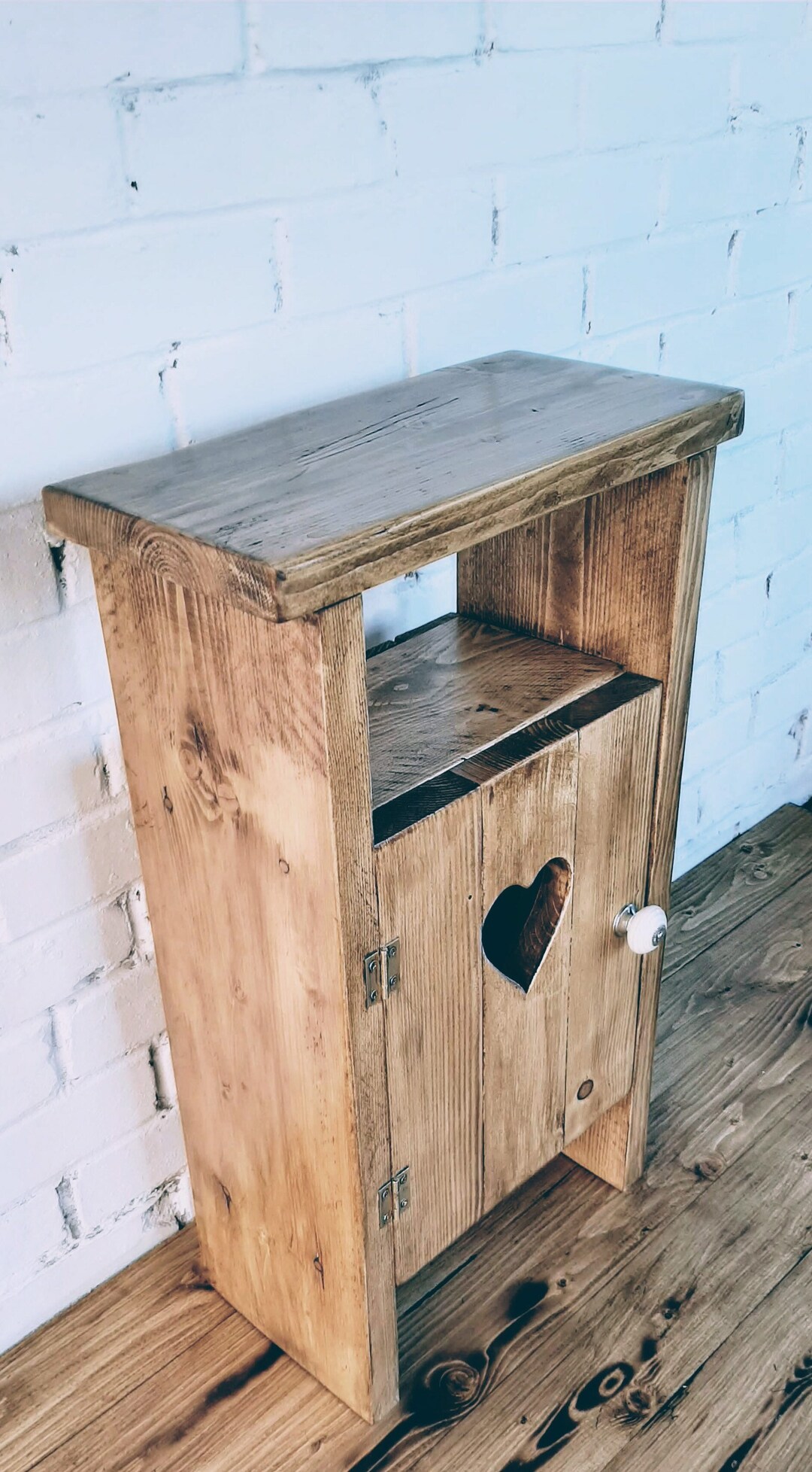Rustic Vintage Bedside Cabinet – Sustainable Nightstand in Solid ...