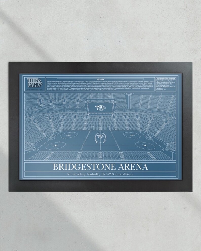Nashville Predators Bridgestone Arena Hockey Stadium Blueprint - Etsy