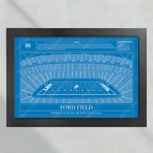 Detroit Lions Ford Field Stadium Blueprint Football Print - Etsy