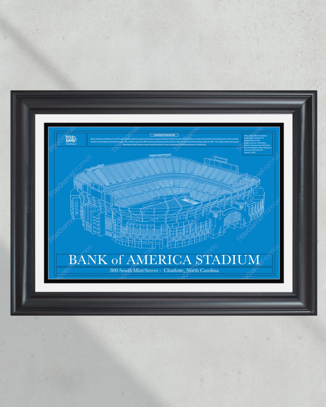 Carolina Panthers Bank of America Stadium Blueprint Football - Etsy