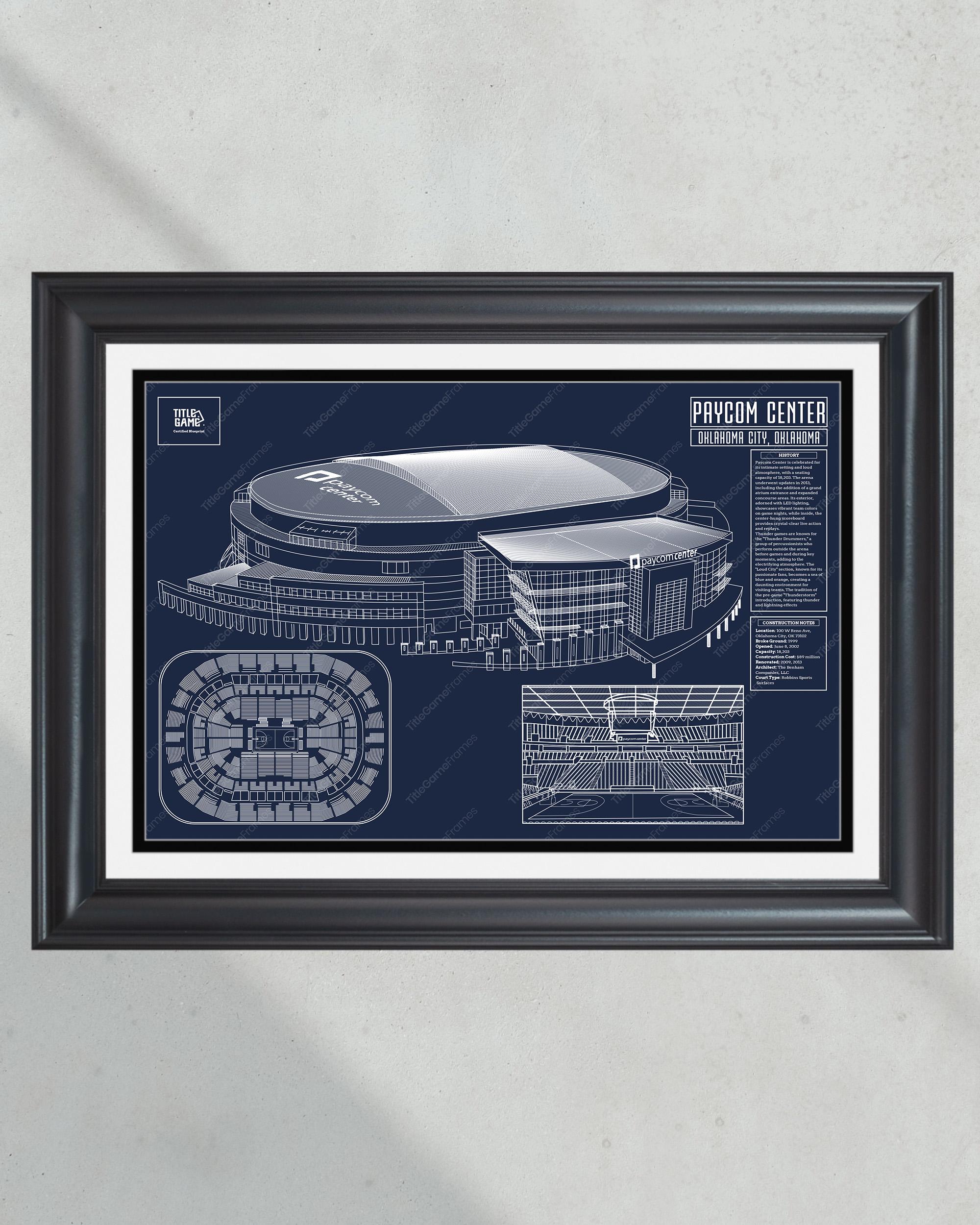 Oklahoma City Thunder Paycom Center NBA Basketball Stadium Blueprint - Etsy