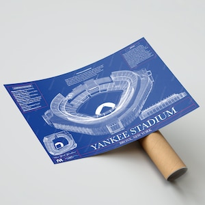 New York Yankees Yankee Stadium Ballpark Blueprint Baseball Wall Art - Etsy