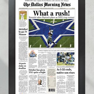 2002 Emmitt Smith Rushing Record 'what a Rush!' Framed Front Page ...