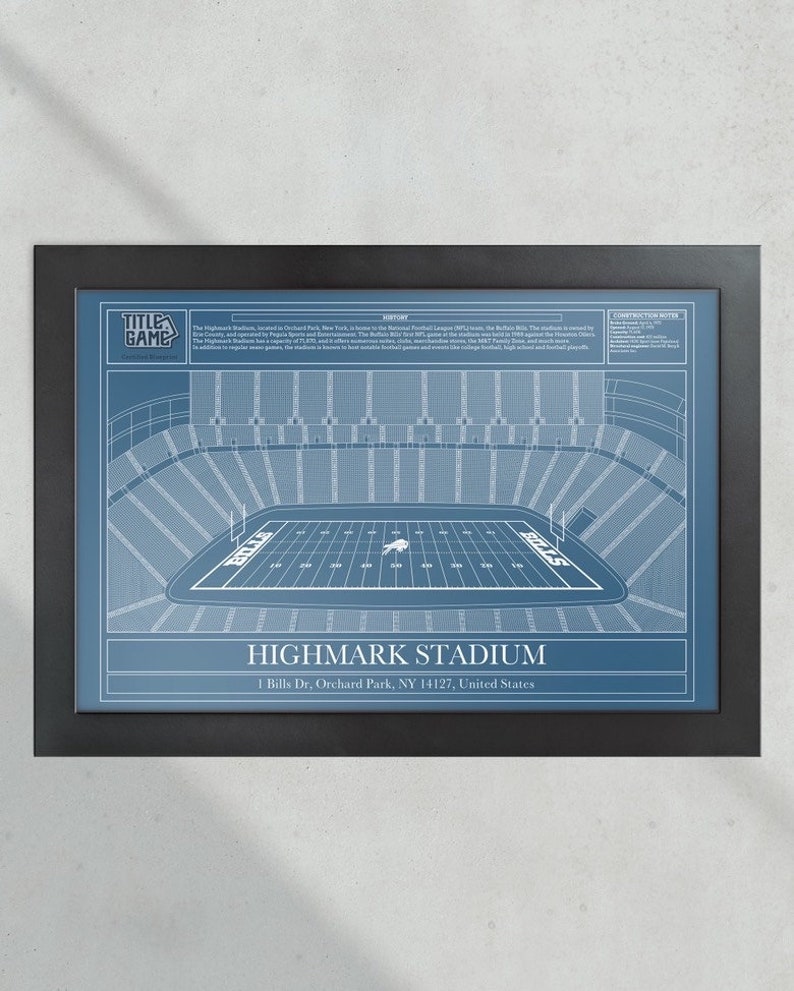 Buffalo Bills Highmark Stadium Blueprint Football Print - Etsy
