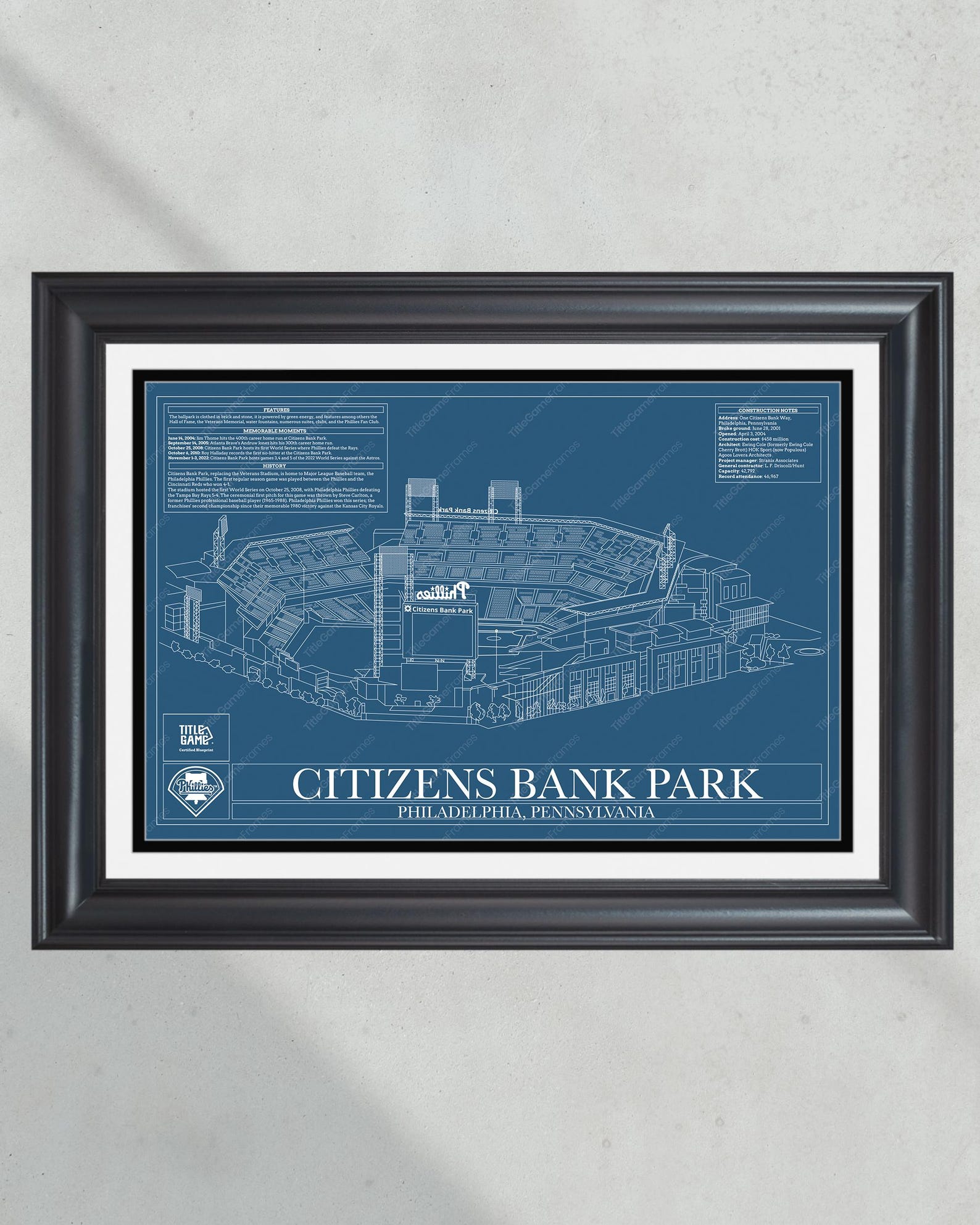 Philadelphia Phillies Citizens Bank Park Stadium Ballpark Blueprint ...
