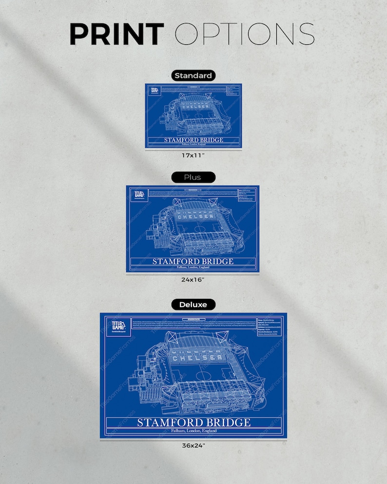 Chelsea FC Stamford Bridge Soccer Stadium Blueprint - Etsy